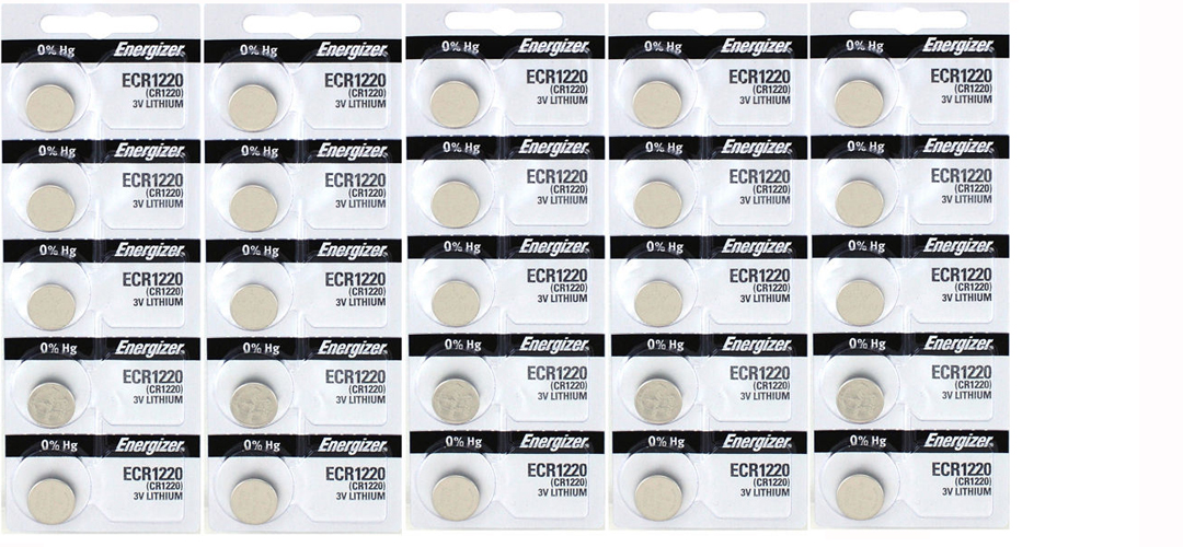 Energizer CR1220 Lithium Coin Battery, 25 Pieces